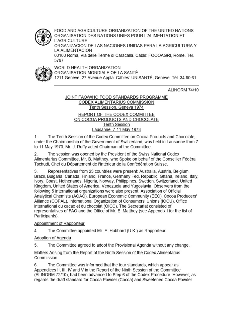 Report of The Codex Committee | PDF | Chocolate | Types Of Chocolate