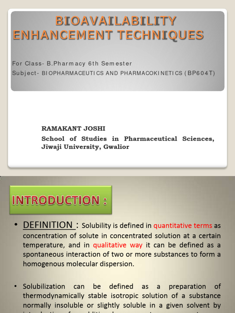 Bioavailability Enhancement Approach | PDF | Solubility | Supercritical ...