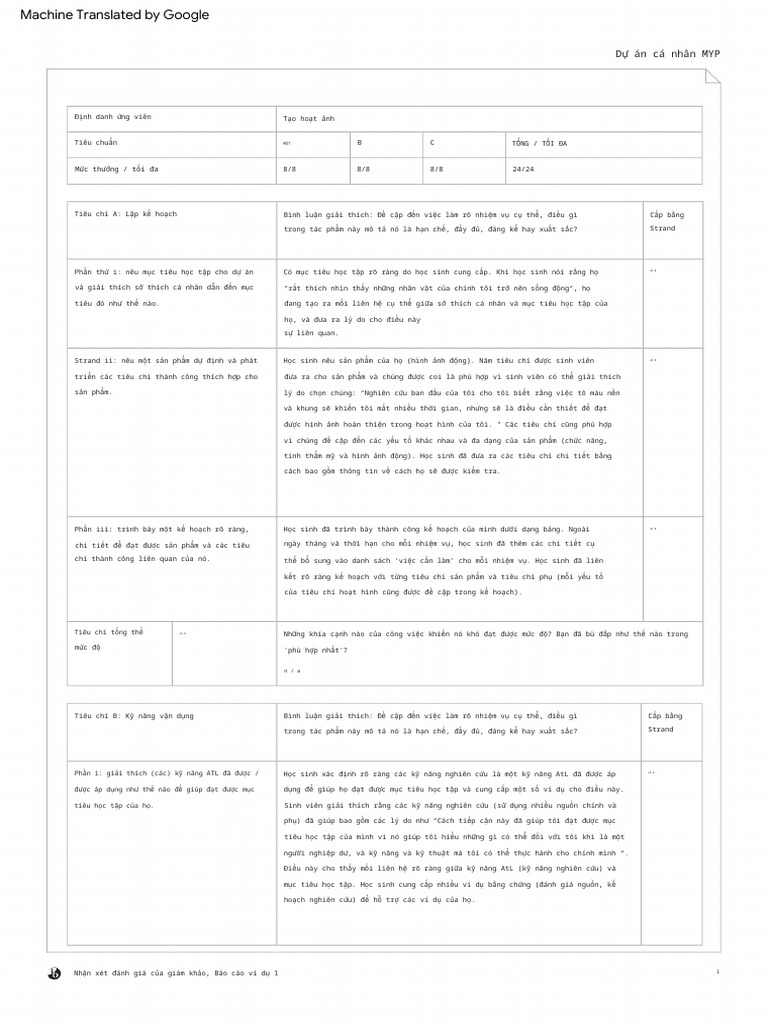 Myp Creating An Animation Assessment Comments E Pdf