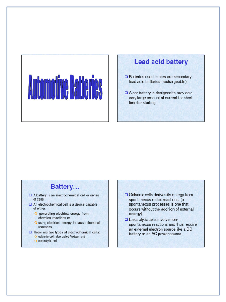 battery (ppt 1) | PDF | Electrochemistry | Electrode