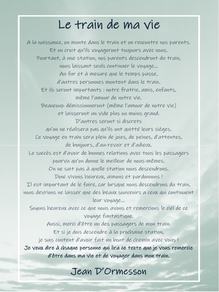 Le Train de Ma Vie JDOrmesson | PDF