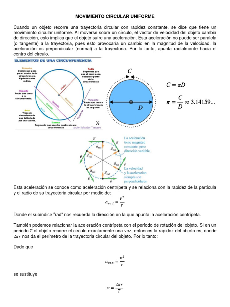 Movimiento Circular | PDF | Aceleración | Movimiento (física)