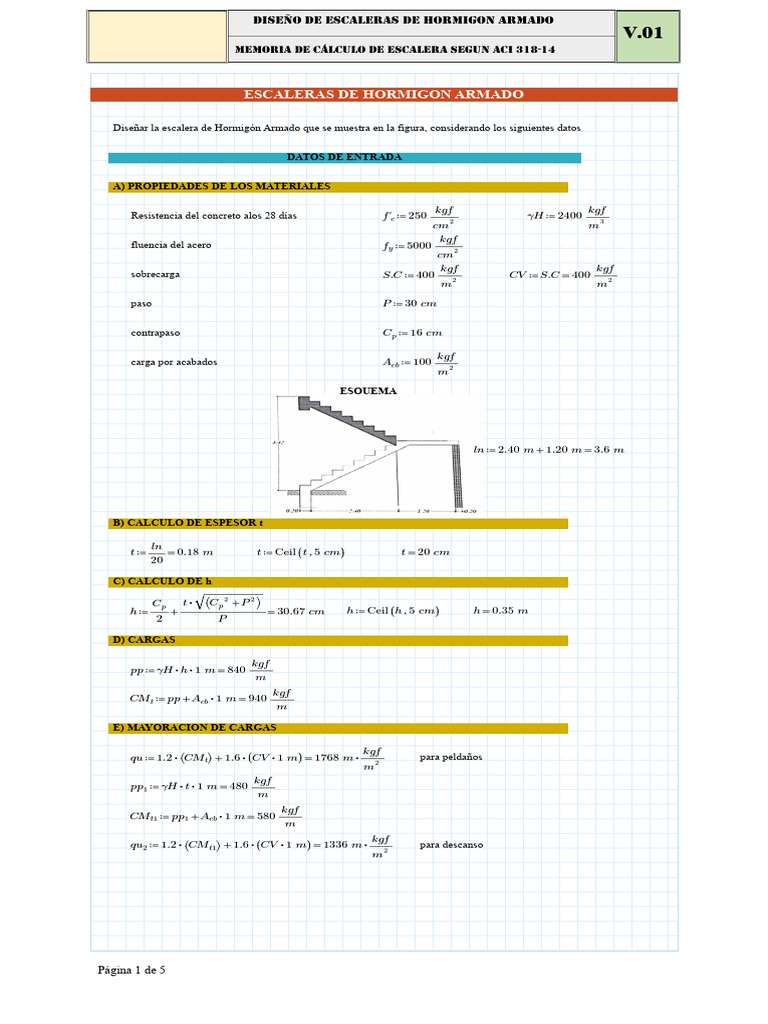 Escalera de Hormigon Armado | PDF | Ingeniero civil | Edificios y estructuras