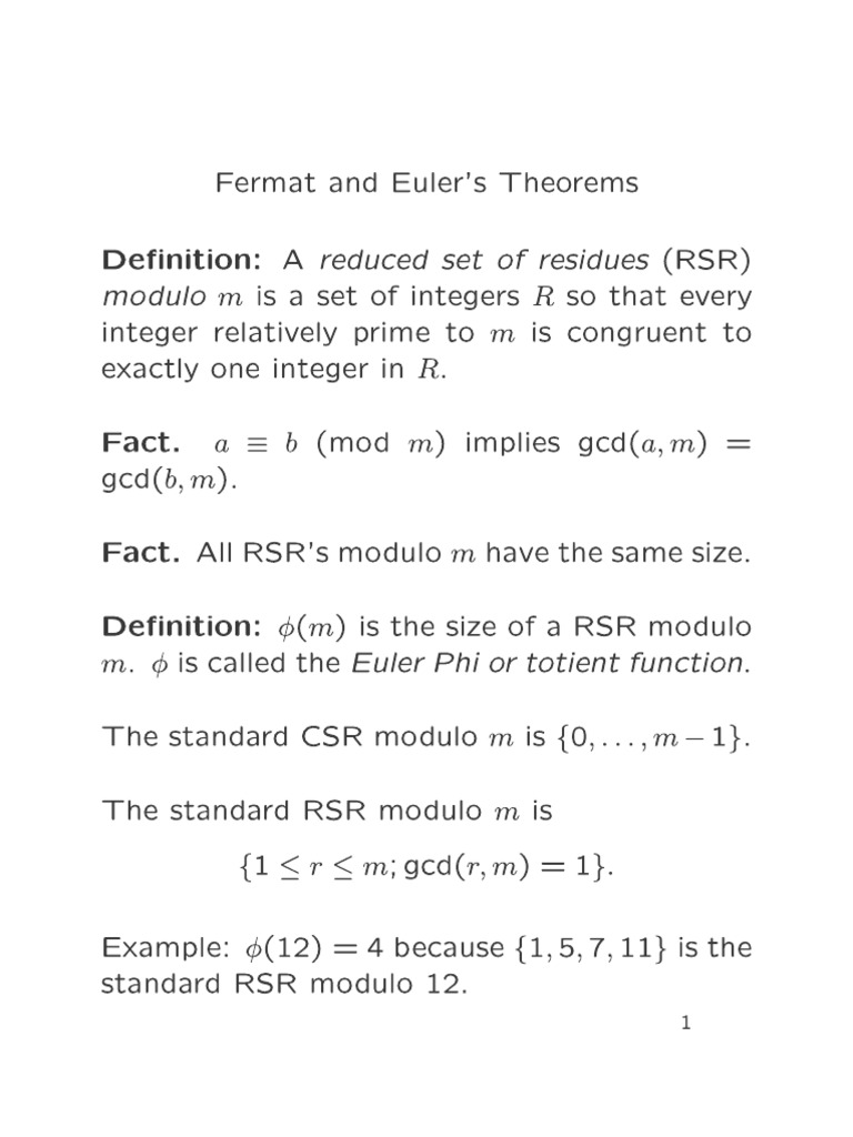 Lecture-04 Euler Fermat Updated | PDF