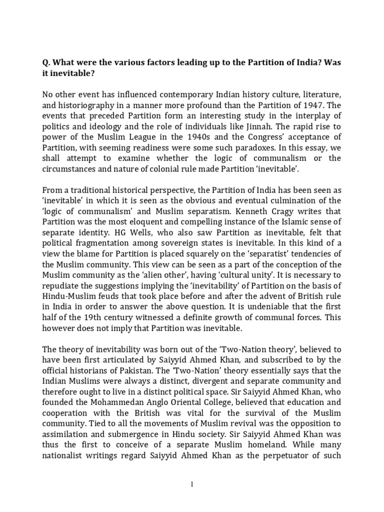 Factors Behind India's Partition Explained | PDF | Muhammad Ali Jinnah ...