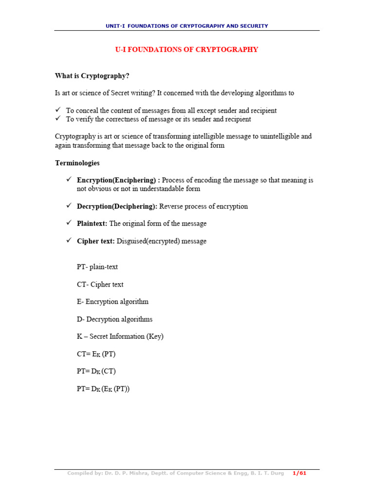 Basics of Cryptography | PDF | Cryptography | Encryption Basics of Cryptography | PDF | Cryptography | Encryption