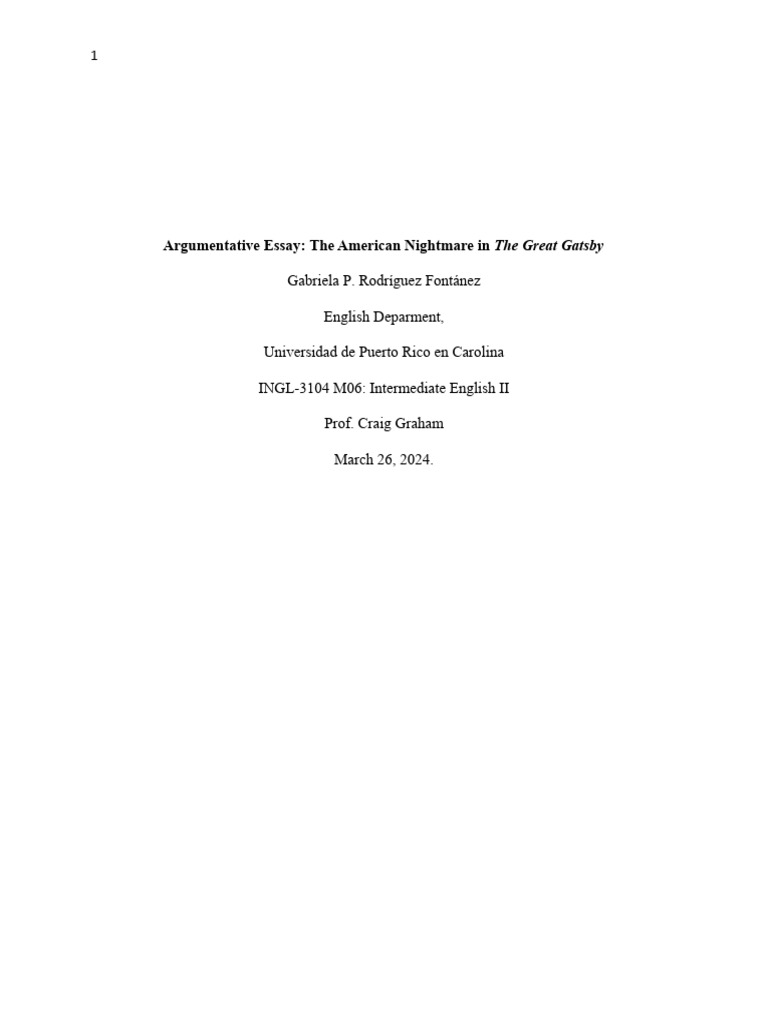 The Great Gatsby: American Nightmare Explained | PDF | The Great Gatsby ...
