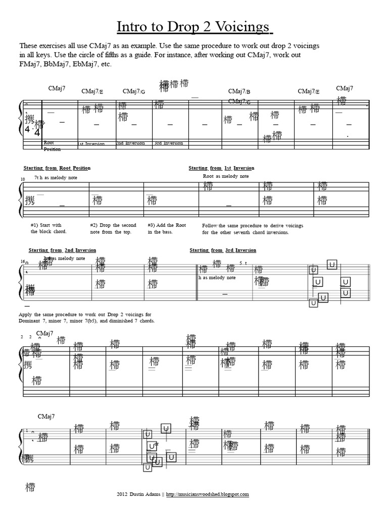 Drop 2 Piano Voicings | PDF | Chord (Music) | Elements Of Music
