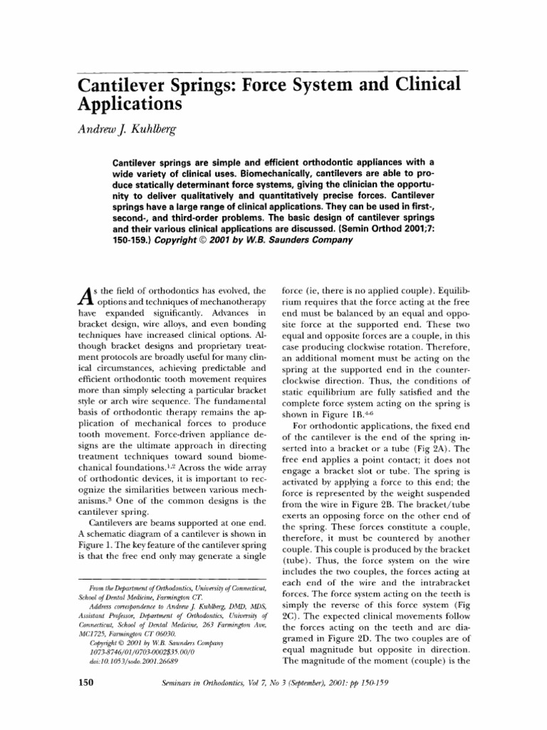 SIO2001 Cantilever Springs - Force System and Clinical Applications | PDF