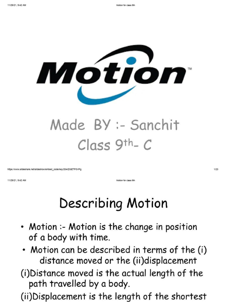 Motion For Class 9th | Download Free PDF | Standardized Tests | Student ...