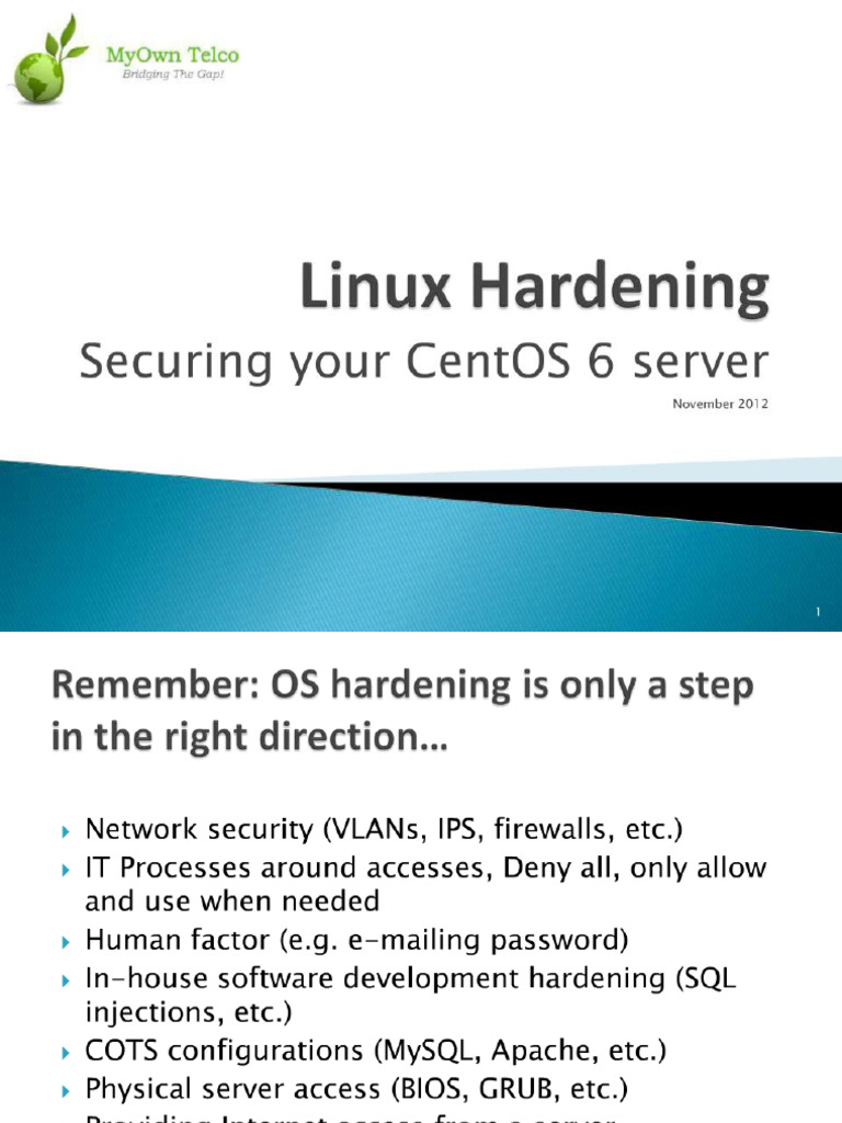 (Linux Hardening) Securing Centos 6 Server | PDF