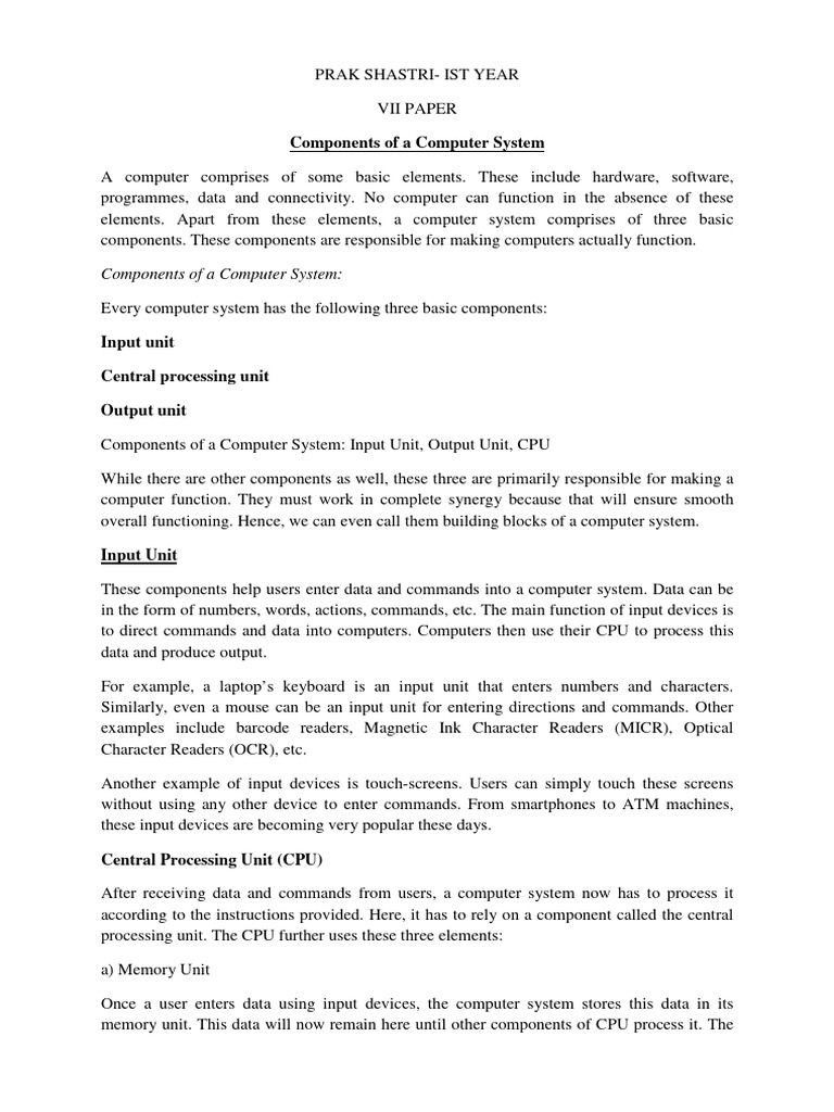 Components | Download Free PDF | Input/Output | Central Processing Unit