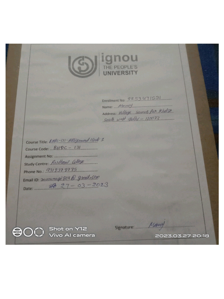 2253471531BHDC131 Ignou Assignment | PDF