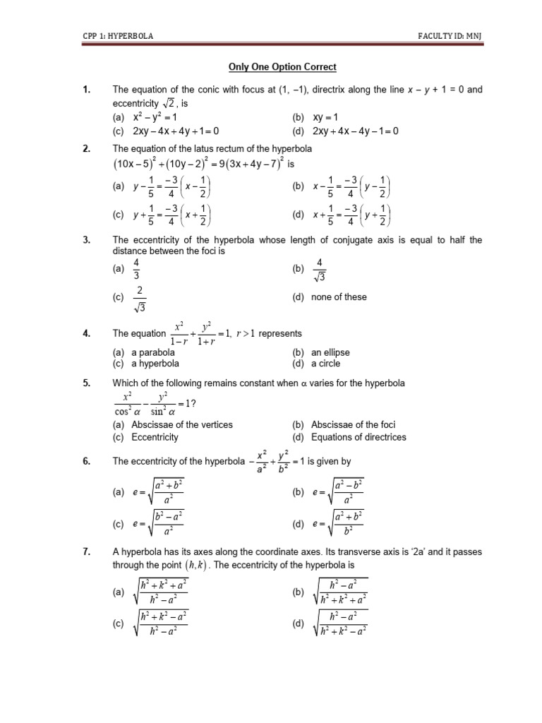Hyperbola | Download Free PDF | Ellipse | Analytic Geometry