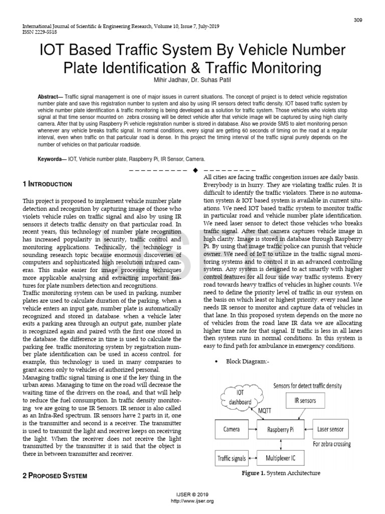 IOT Based Traffic System by Vehicle Number Plate Identification Traffic ...