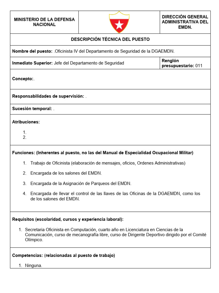 Formato Manual de Puestos | PDF