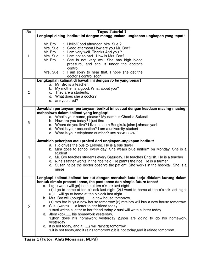 Tugas 1 Bhs Ing Utk Guru SD | PDF