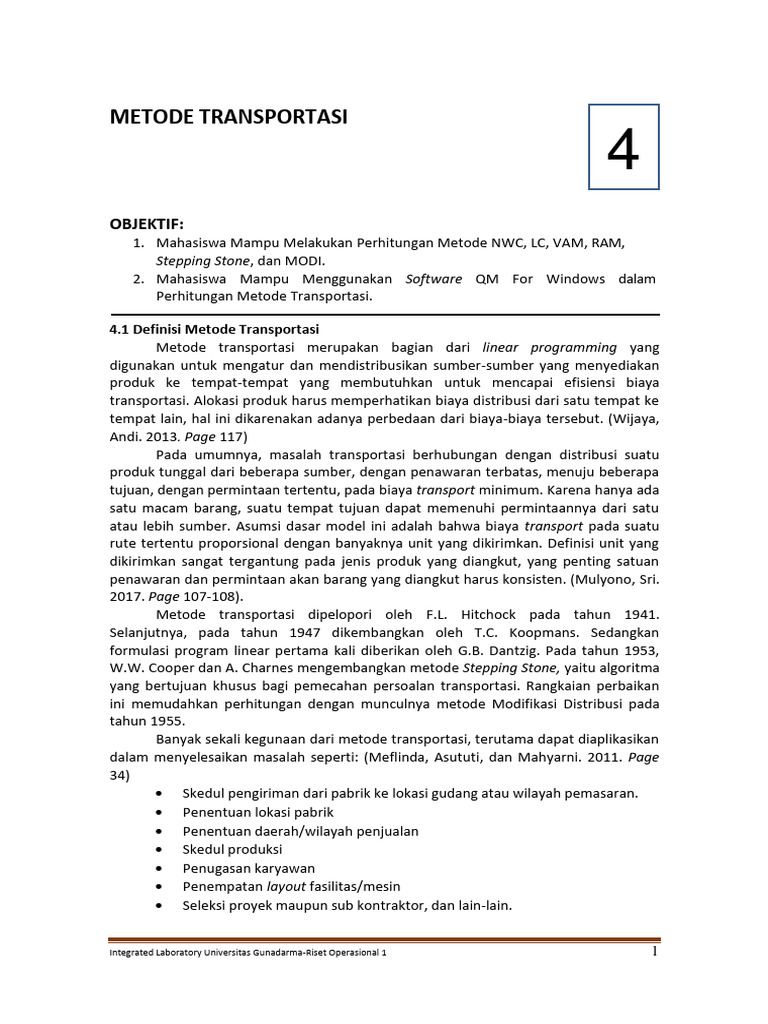Metode Transportasi dan Solusinya | PDF | Metode & Bahan Ajar