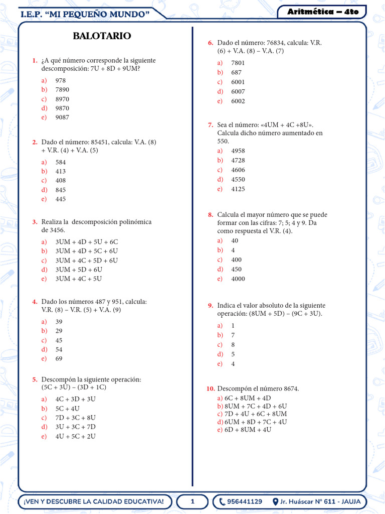 Problemas de Aritmética para 4to Grado | PDF | Matemáticas