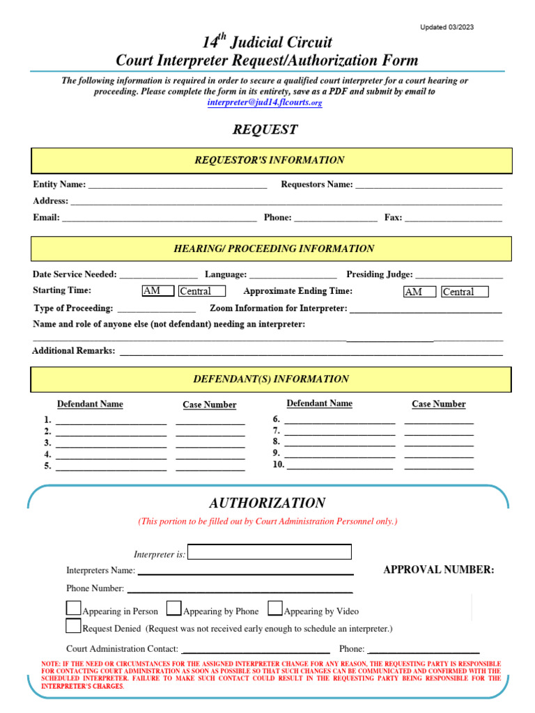 New Interpreter Request Form - BLANK | PDF | Language Interpretation ...
