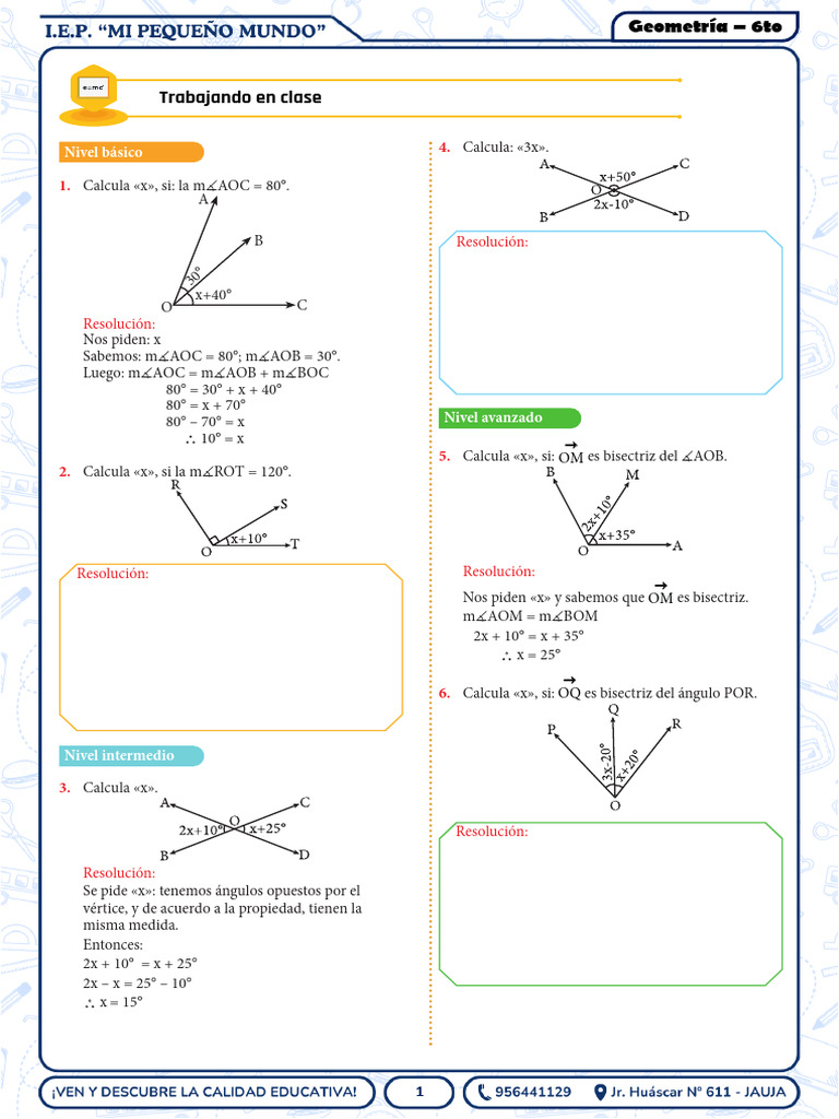 Sem02 Practica Geometría 6to | PDF | Geometría euclidiana | Geometría Elemental