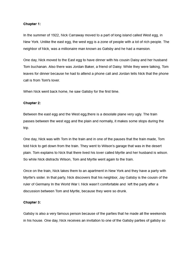 Summary The Great Gatsby | PDF | The Great Gatsby