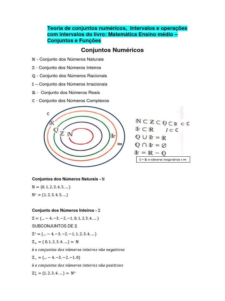 Conj Numéricos Intervalos | PDF | Números | Conceitos matemáticos
