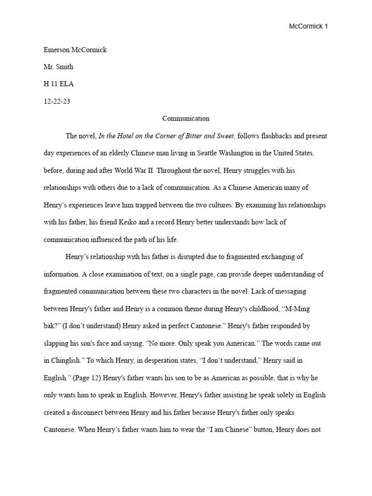 Essay - Hotel On The Corner of Bitter and Sweet | PDF