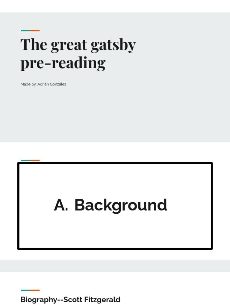 The Great Gatsby Pre-reading | PDF | The Great Gatsby