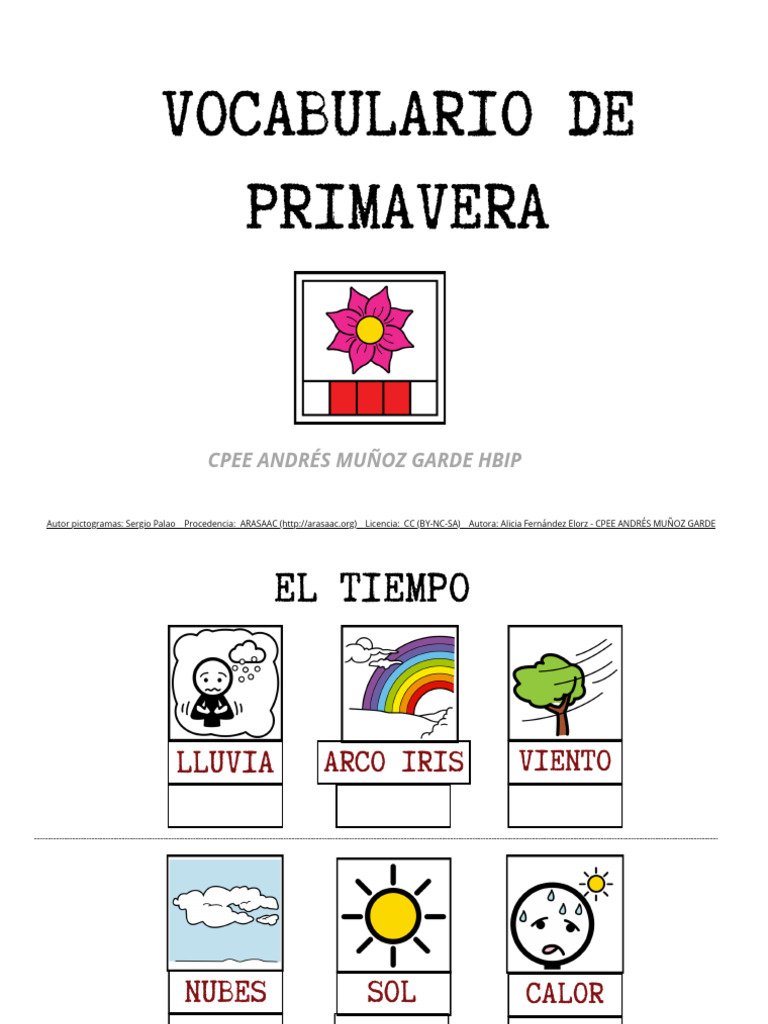 Vocabulario de Primavera para Niños | PDF