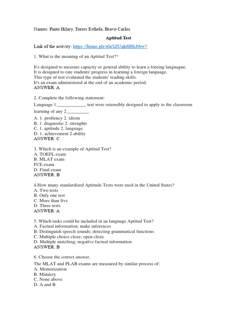 Understanding Aptitude Tests for Languages | PDF | Career & Growth