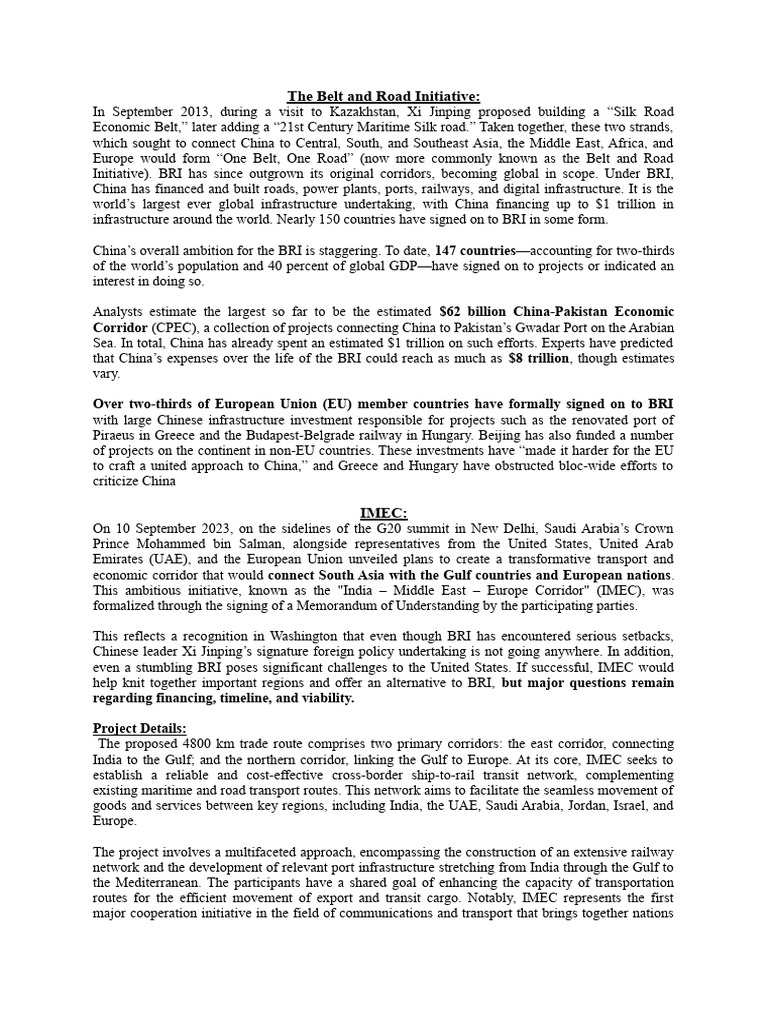 BRI vs IMEC | PDF | Economies
