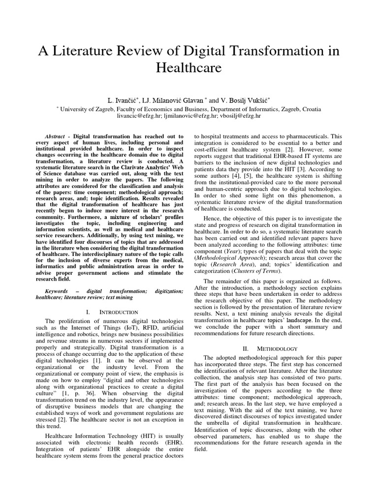 A Preliminary Literature Review of Digital Transformation in Healthcare ...