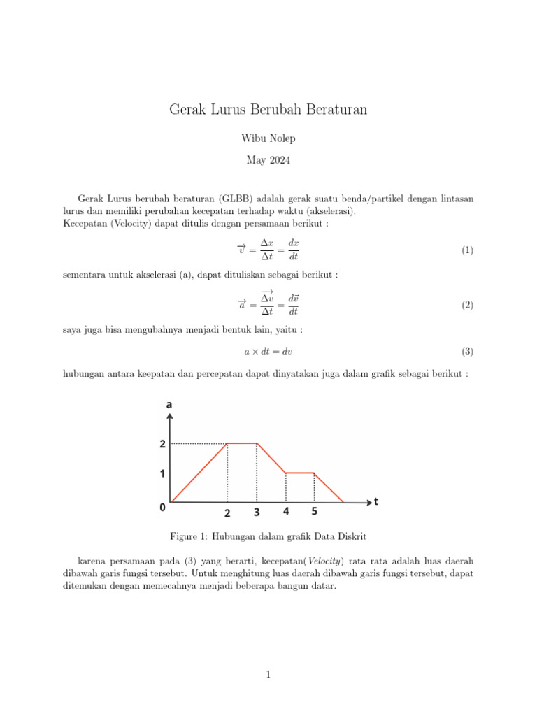 Penurunan Rumus GLBB Dengan Metode Integral | PDF