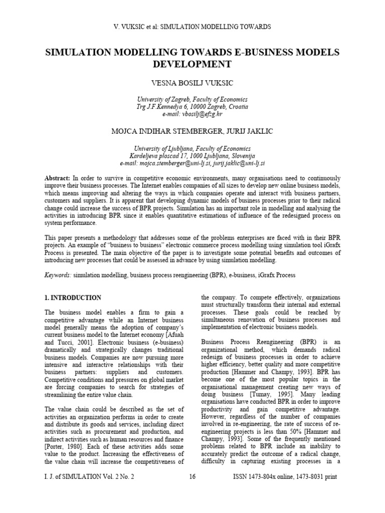 Simulation Modelling Towards E-Business Models Development | PDF | Business Process | Business Model