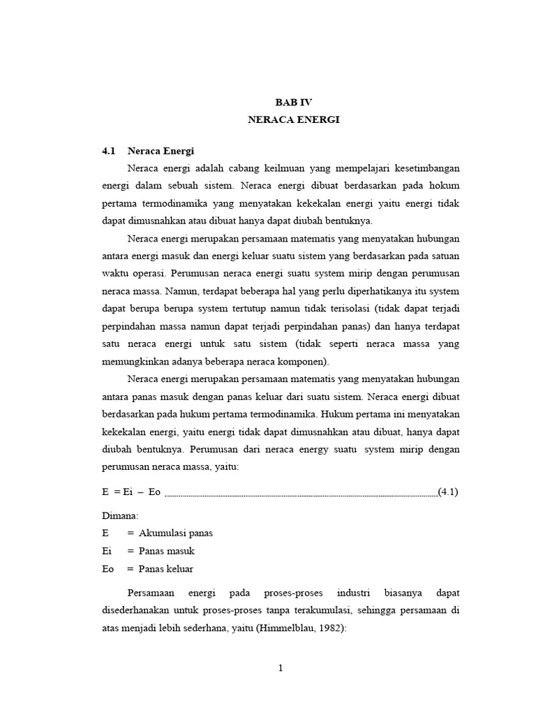 Neraca Energi dalam Sistem Industri | PDF | Sains & Matematika