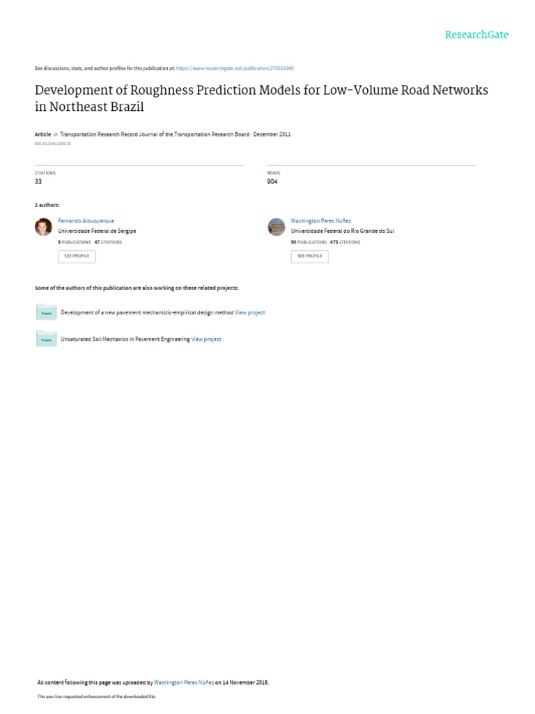 Albuquerque 2011 | PDF | Coefficient Of Determination | Road Surface