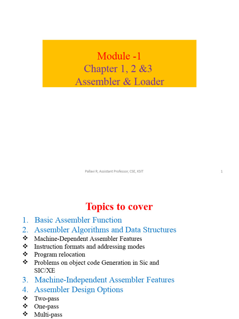 Module 1 Chapter 2 3 Assembler And Loader Pdf Assembly Language Computer Program 