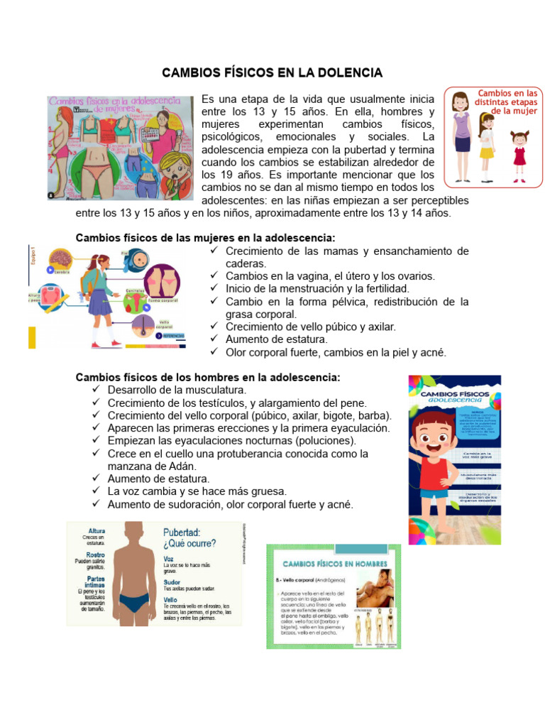 CAMBIOS FÍSICOS EN LA DOLENCIA | PDF | Adolescencia | Pubertad