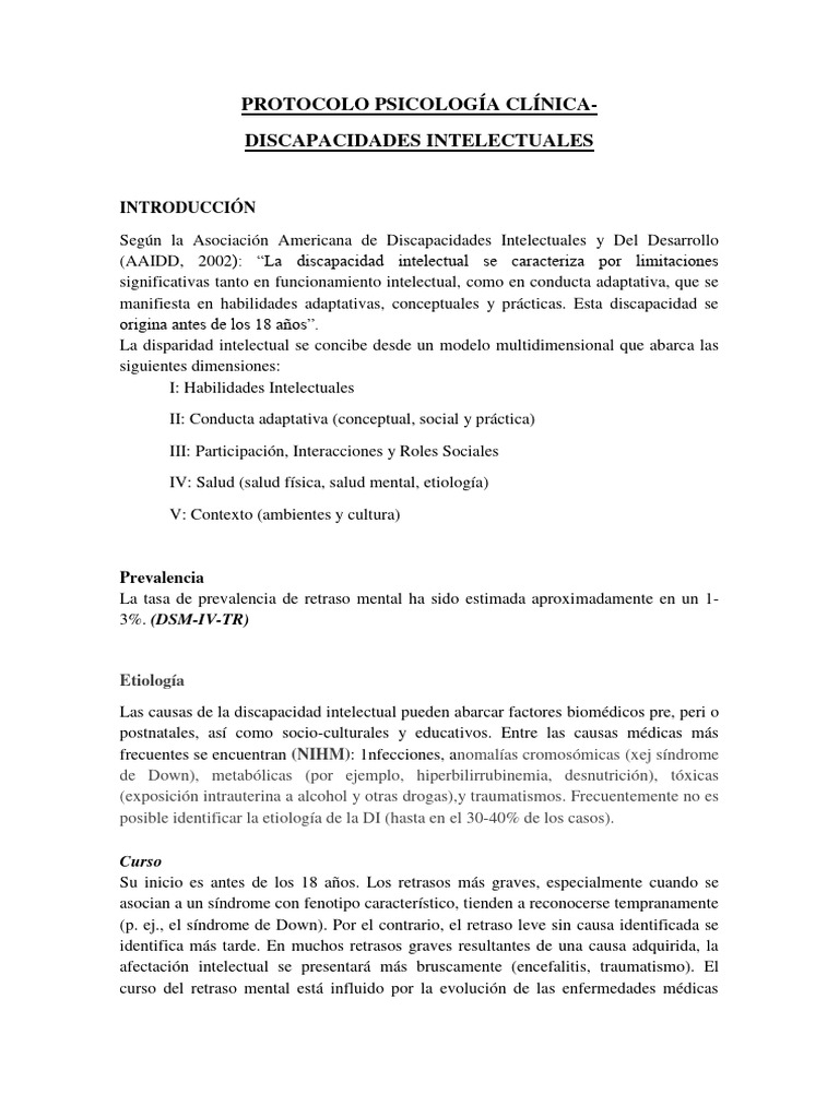 Protocolo Di | PDF | Discapacidad intelectual | Cociente de inteligencia