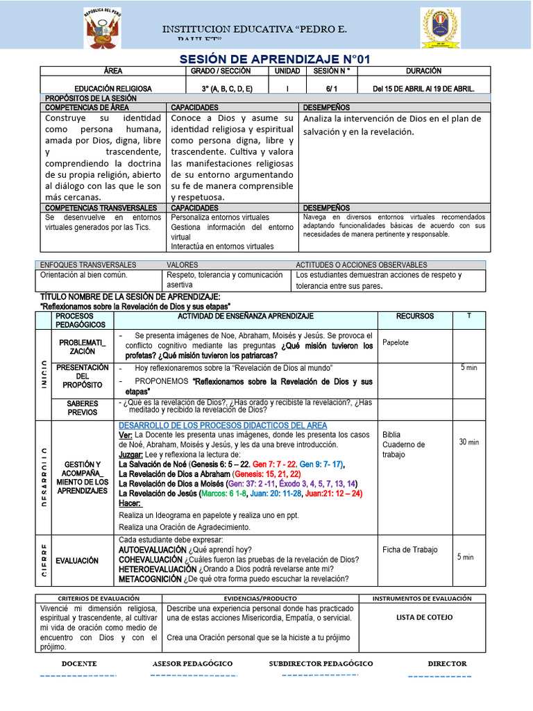 3° GRADO SESION 6 Identificamos la Revelación de Dios | PDF | Jesús | Salvación