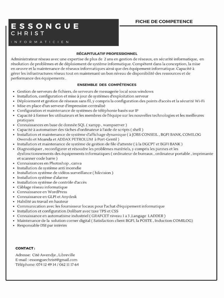Exemple Fiche de Competence | PDF