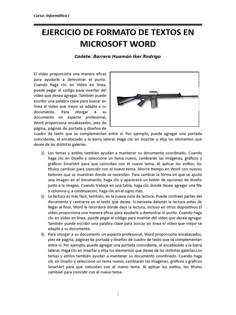 Ejercicio de Informatica 1 | Descargar gratis PDF | Microsoft Word | Vídeo