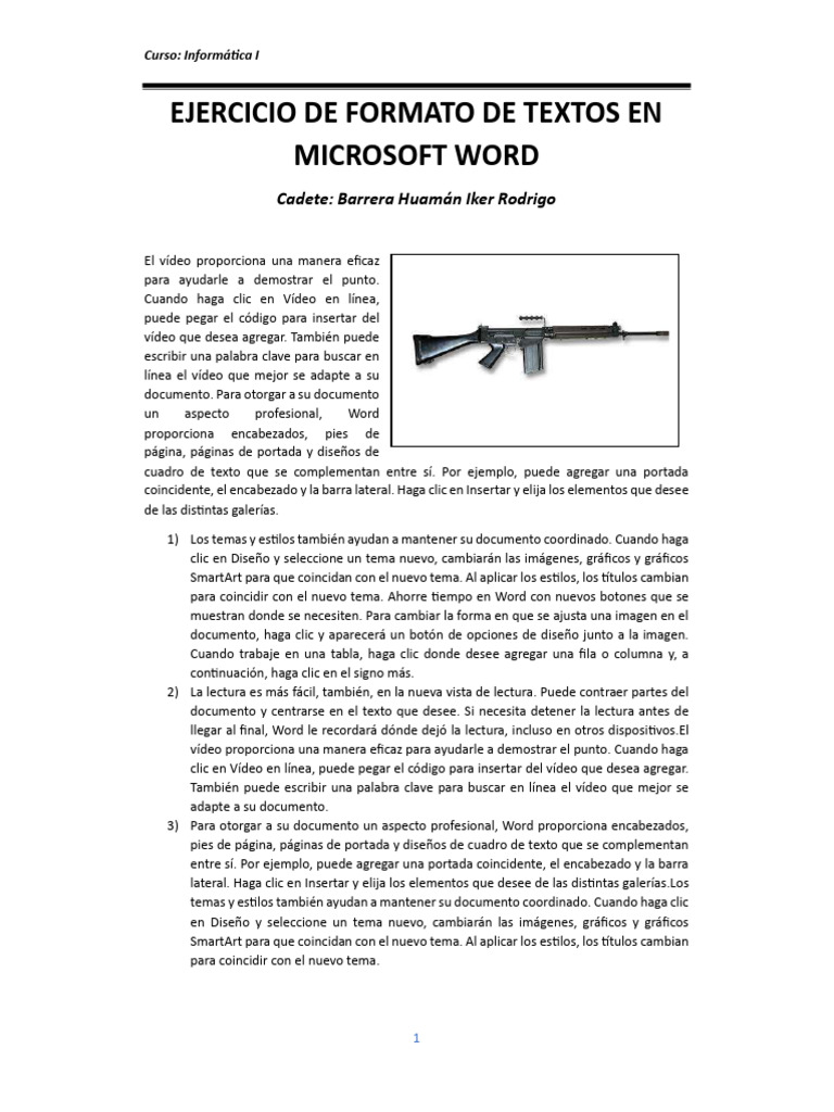 Ejercicio de Formato de Textos - Informatica I | PDF | Microsoft Word ...