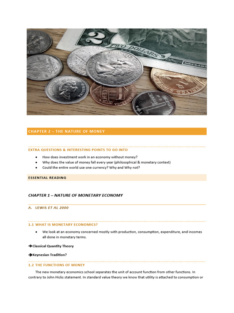 Full Notes | PDF | Money | Medium Of Exchange