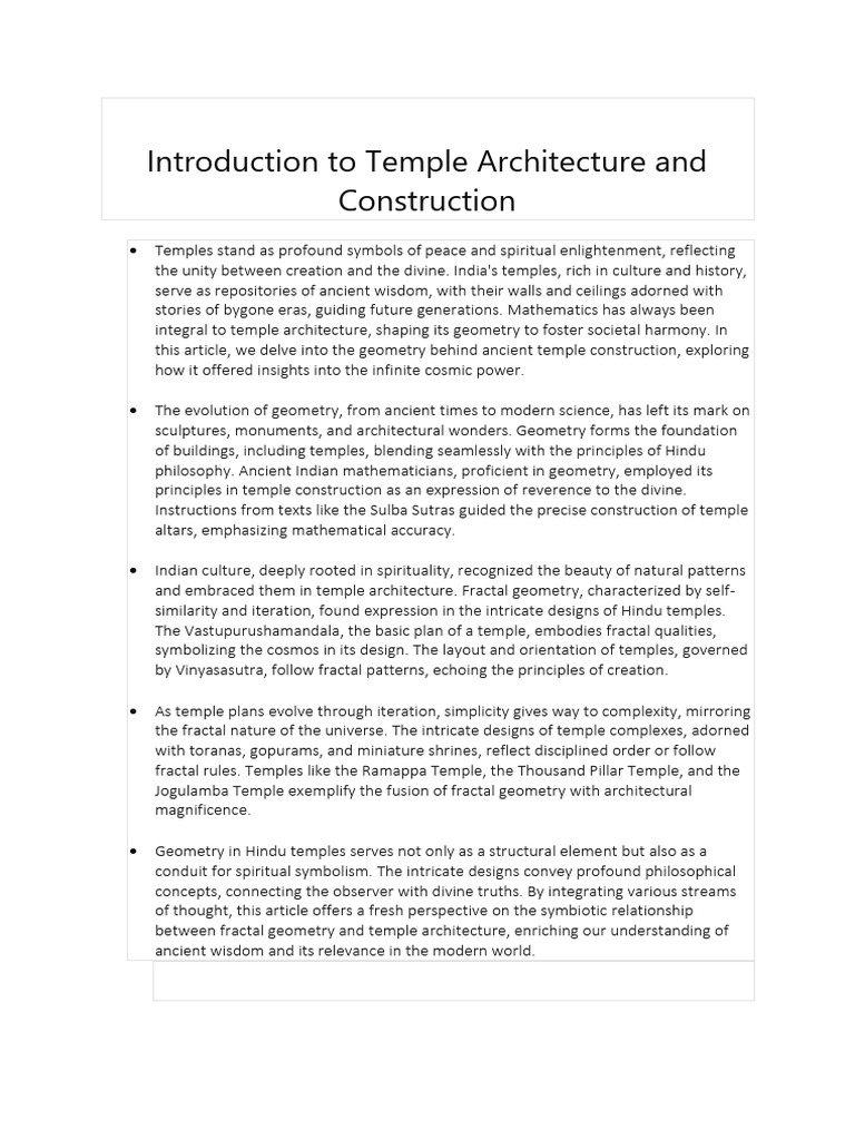 Introduction To Temple Architecture and Construction | Download Free PDF | Temple