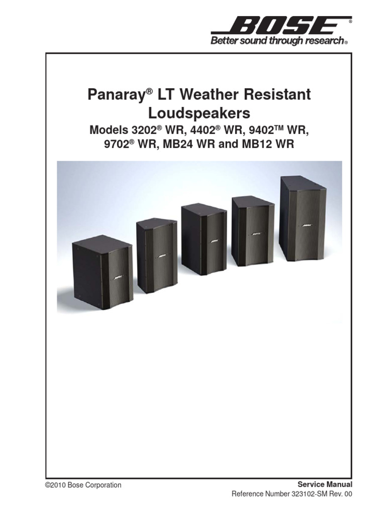 Bose Panaray LT Weather Resistant WR Loudspeakers Service Manual | PDF ...
