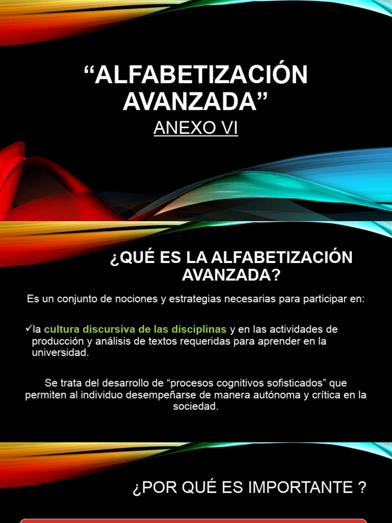 Alfabetización Avanzada POWERPOINT | PDF | Literatura | Aprendizaje