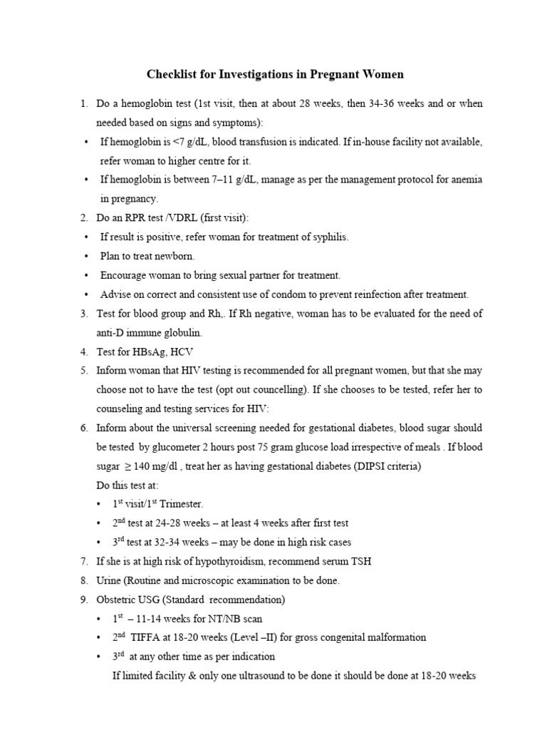 Checklist for WLT | PDF | Childbirth | Health Sciences