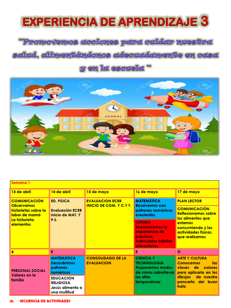 Planificador - Experiencia de Aprendizaje 3 | PDF | Matemáticas